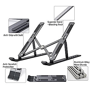 deriny Laptop Stand for Desk,Adjustable Height Foldable Portable Dj Laptop Stand,Computer Stand,Ergonomic Aluminum Laptop Stands,Compatible 10-15 inch MacBook air pro dell hp Lenovo Notebook(Pink)