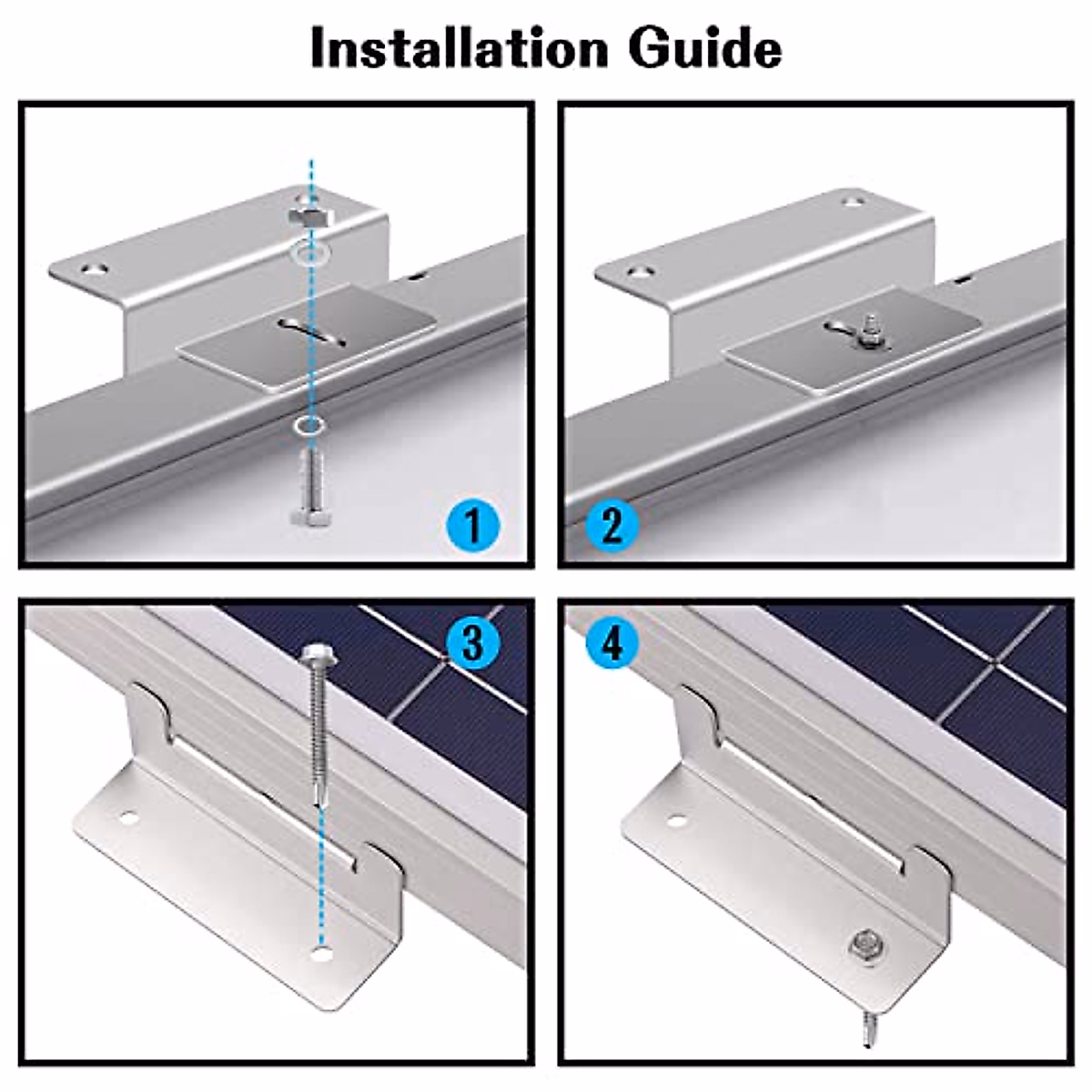 FUTRPOW Solar Panel Mounting Brackets,8 Units Aluminum Solar Panel Mount with Nuts Bolts,Solar Panel Mounting Z Bracket for RV Trailer Boat Yacht Wall Off Gird Roof Installation Solar Panel Brackets