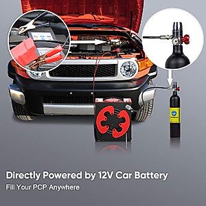 GX PUMP CS3 PCP Air Compressor, Auto-Stop,Oil-Free, Built-in Water-Oil Separator Filter, Powered by Car 12V DC or Home 110V AC w/Converter,4500Psi/30Mpa,Paintball Air Compressor Pump