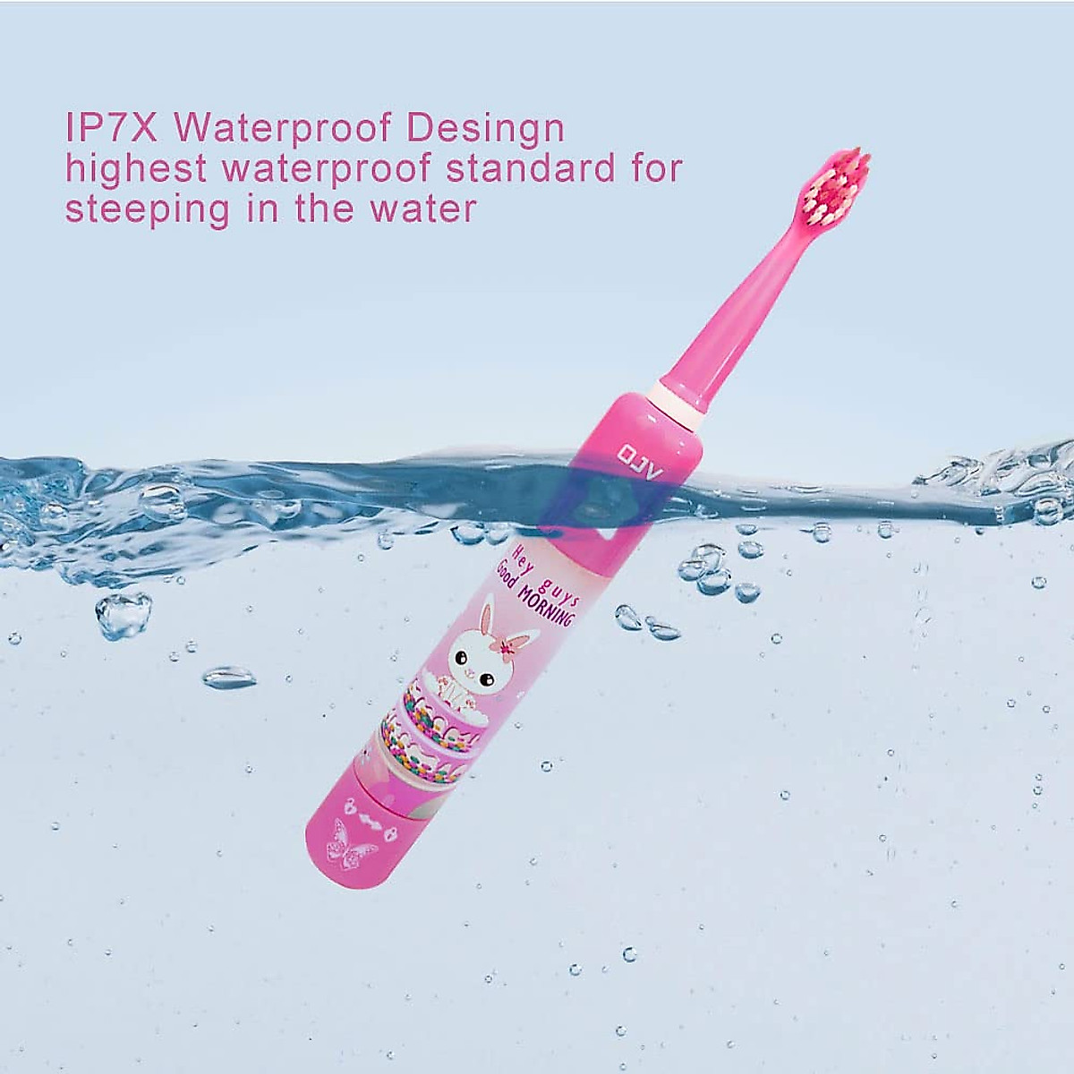 OJV 8620 Musical Electric Toothbrushes for Kids Children, 3 Modes 2 Min Timer, 6 Bristles Rechargeable Power Smart Sonic Music Play Song Toothbrush for Girls Age 3-14 with Wall Mounted Holder (Pink)