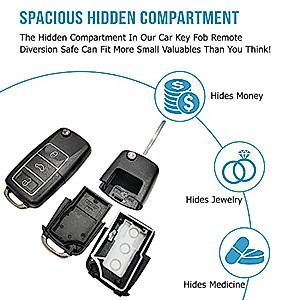Sneaky Booze Stash Car Key Fob Remote Diversion Safe: Smell/Odor Proof Bag Discrete Portable Storage Container To Hide Pills Jewelry or Valuables Secret Hidden Travel Can Or Home Security 1 Pack
