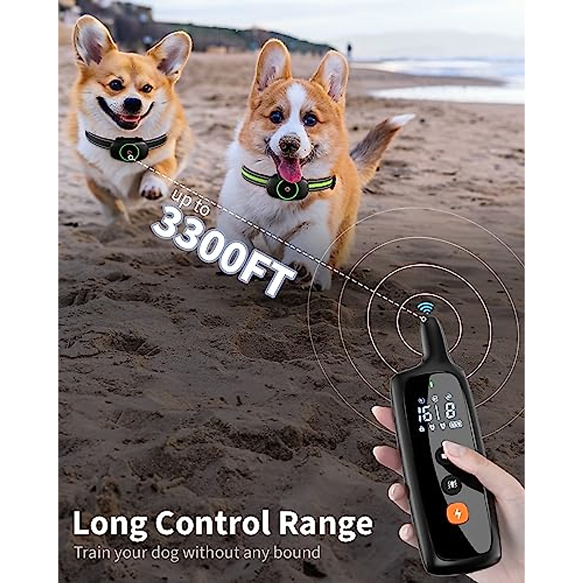 Dog Shock Collar for 2 Dogs, Dog Training Collar with Remote for Large Medium Small Dogs, Rechargeable E-Collar Waterproof Collars with 3 Training Modes, Range up to 3300Ft