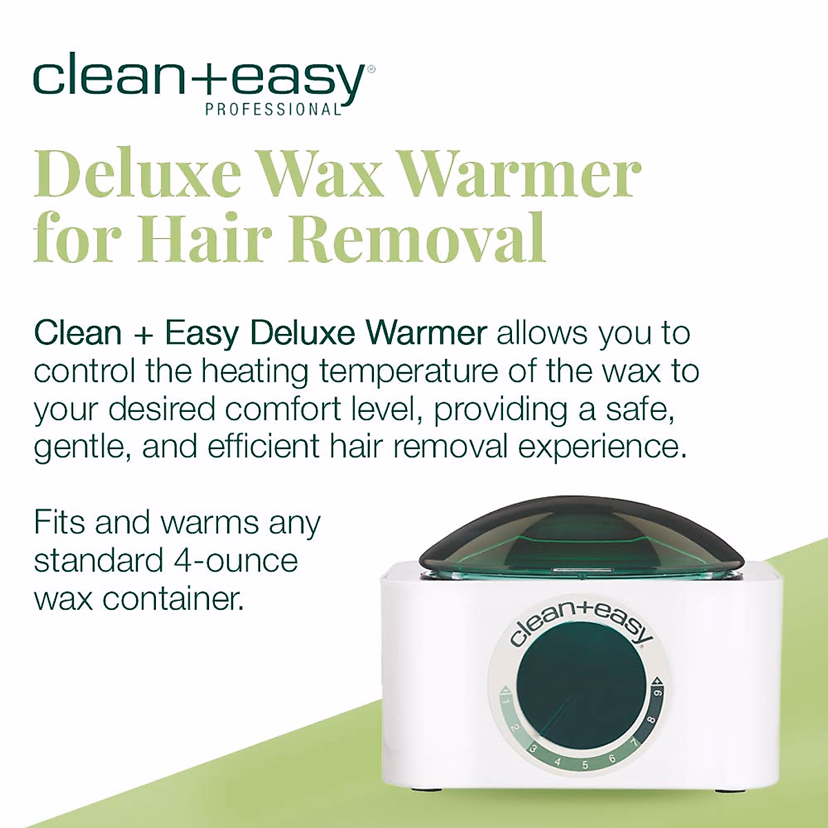 Clean + Easy Deluxe Warmer Only - Thermostatically Controlled Wax Heater with Unique Scraper Preventing Wax Drips for Hygienic Hair Removal Treatment, (120V)