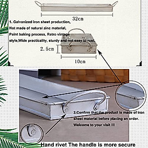 Etetevn Torched Serving Tray with Decorative Antique Metal Handles - Coffee Table,Dining Table Centerpiece Candle Holder Tray,Farmhouse Decor Rectangular Butler Tray, 32.3x10.4x2.3