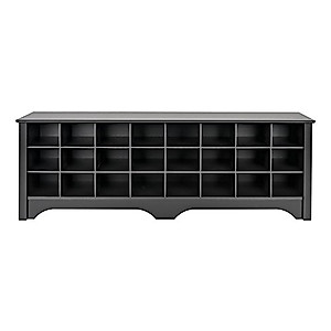 Pemberly Row 60" Contemporary Shoe Cubby Bench in Black