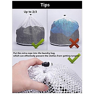 Mesh Laundry Bag with Drawstring,19.6×27.5 inch Large Laundry Bags Drawstring Bra Underwear Products Laundry Bags Baskets Mesh Bag Household Cleaning Tools Accessories Laundry Wash Care (white A)