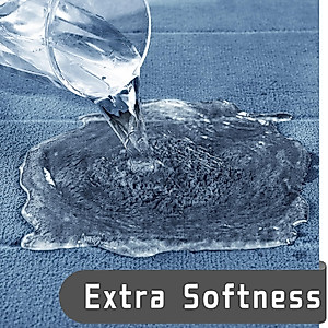 Yimobra Memory Foam Bath Mat Set, 2 Piece Soft Bathroom Rugs,17x24 and 24x20.4 U-Shaped Bathroom Rugs, Toilet Mat, Water Absorption, Non Slip, Thick, Dry Fast for Bathroom Floor Mat, Denim Blue