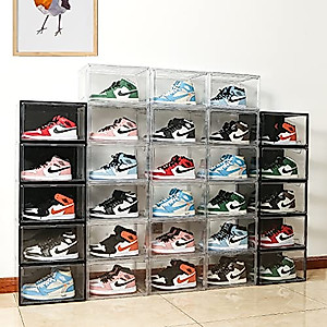 LOVIFO Shoe Boxes Clear Plastic Stackable, 8 Pack Acrylic Shoe Storage Boxes with Magnetic Door for Sneakerheads, Professional Shoe Display Case, Fit Shoe Size Up to US 15
