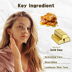 Purederm Gold Emu Hydro Pure Gel Mask (5 Pack) Hydrogel Face Mask for Nourishing & Revitalizing