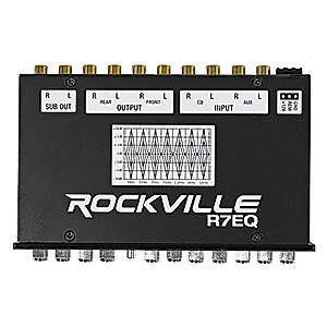 Rockville R7EQ 1/2 Din 7 Band Car Audio Equalizer EQ w/Front, Rear + Sub Output