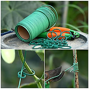 TELENT OUTDOORS 118 Feet Soft Plant Tie Green Twist Garden Ties with 20PCS Garden Plant Clips for Plants Gardening Home Office Organization TPR Garden Ties Supplies with 2mm Diameter