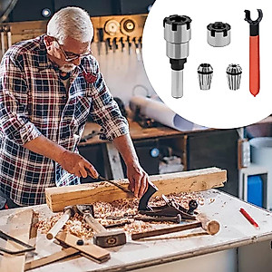 KASCLINO 1/4" Shank Router Bit Collect Extension Chuck Converter Adapter, Convert 1/2-Inch & 1/4-Inch Shank Bits with ER20 Spring Collet, ER20 M Type Wrench Spanner(Size:ER20-1/4)