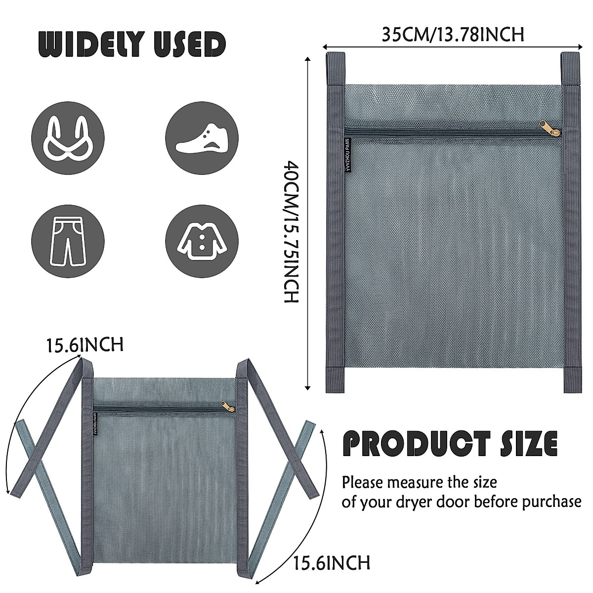 3 Pcs Shoe Drying Bag, Sneaker Bags for Dryer, Bag for Drying Shoes, Reusable Shoe Dryer Mesh Bags, Honeycomb Net Laundry Bags with Zipper & Strap for Washing Machine, Shoes, Clothing, 15.7x13.8 Inch