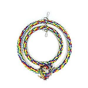 WishLotus Bird Swing, Cage Hanging Toys Cotton Rope Swing Bite Resistance Perches Toy Parrot Toy Boredom Breaker for Budgie, Cockatiels, Conures, Finches, Small Parakeets (25cm)