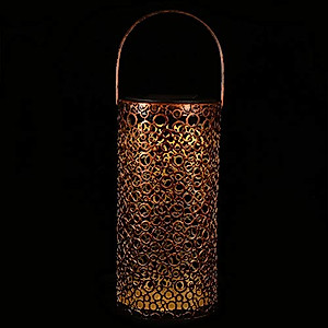 OSALADI Vintage Decor Solar Lantern Lights， Hanging Solar Lights Outdoor Hollow- Out Metal Tabletop Lanterns for Indoor and Outdoor Garden Tree Patio Courtyard Home Party Decor Outdoor Decor