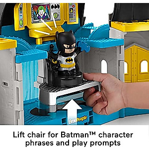 Little People DC Super Friends Batman Toy Deluxe Batcave Playset With Lights Sounds & 4 Figures For Toddlers Ages 18+ Months