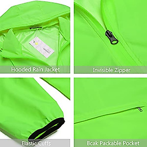 COOFANDY Mens Packable Lightweight Travel Cycling Rain Jacket Waterproof Hooded