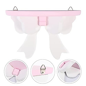 Homoyoyo Wall Mounted Floating Shelves Lovely Bowknot Decorative Wall Shelf Wooden Room Storage Shelf Wall Storage Rack Bowknot Wall Decorations for Home Kitchen Supplies(Pink)