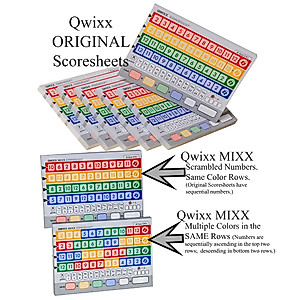 Deluxe Games and Puzzles Qwixx Score Sheets 4 Pack with Qwixx Compatible ‘Socially-Distanced’ Game Dice Quantity = 30, Bundled