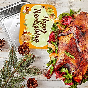 WorldBazaar Thanksgiving Aluminum Food Containers with Lids 36PCS Watercolor Thanksgiving Leftover Containers Disposable Turkey Aluminum Containers Thanksgiving Party Supplies