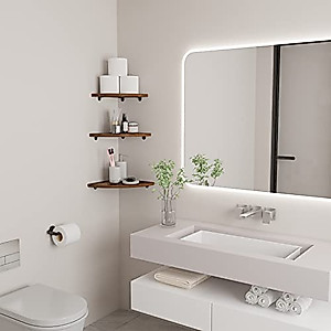 WIFTREY Wall Mount Floating Corner Shelves Set of 3, Hanging Rustic Wall Storage Corner Shelf for Bedroom, Living Room, Bathroom, Kitchen