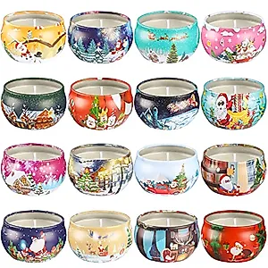 Christmas Scented Candles Gift Sets, Natural Soy Wax 2.5 Oz Unit Portable Travel Tin Perfect for Women Anniversary - 16 Pack