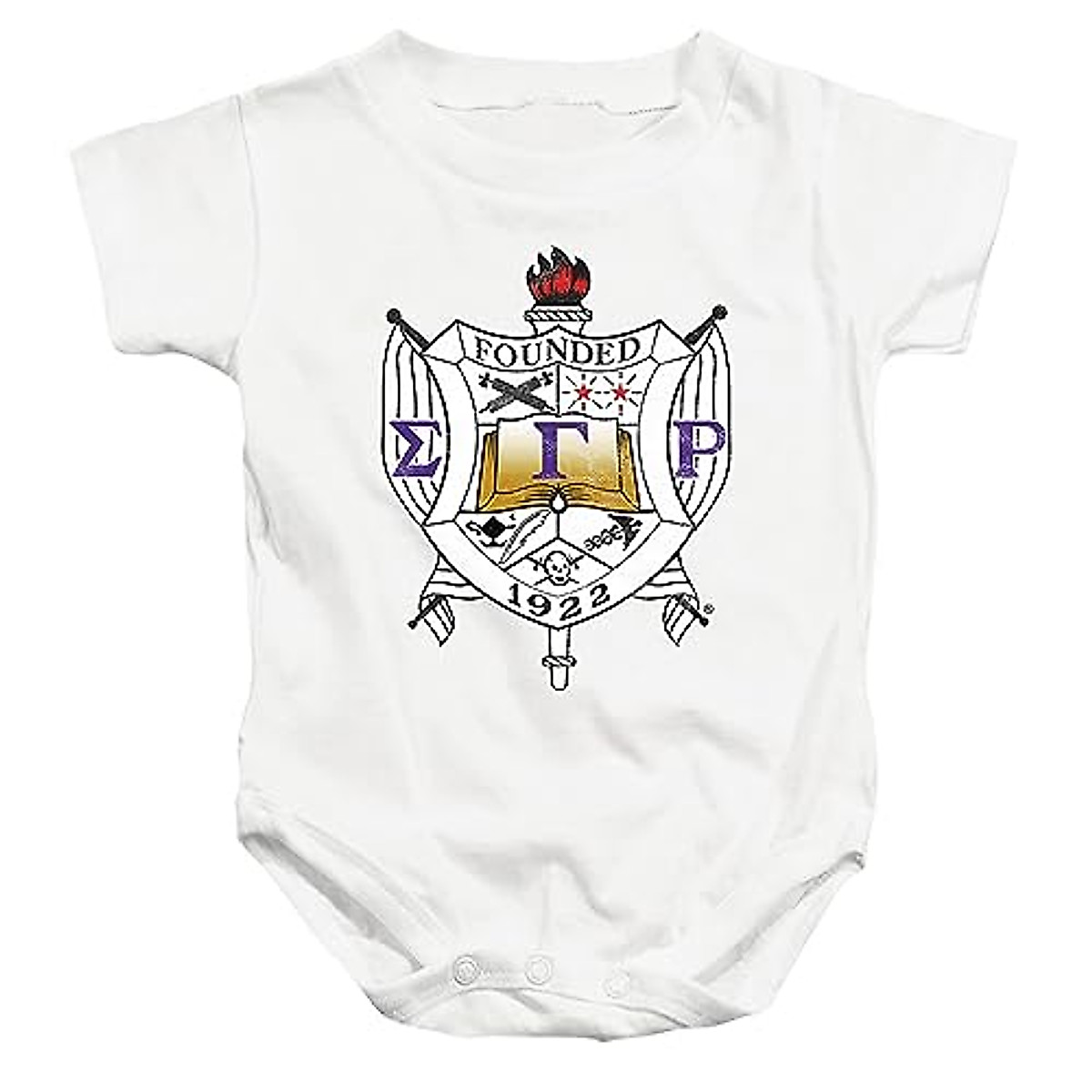 Sigma Gamma Rho Sorority Official Distressed Primary Logo Unisex Infant Snap Suit for Baby,White, 18 Months