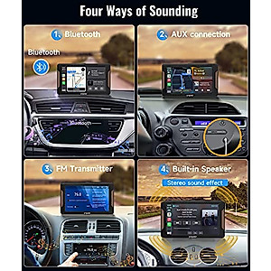 Spedal 7 Inch Wireless Apple CarPlay and Android Auto, Portable Car Stereo with Mirror Link, Multimedia Player, Bluetooth, AUX/FM, Google and Siri Assistant, Dash or Windshield Mounted