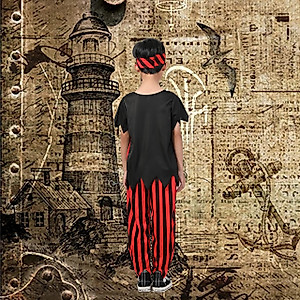 ZYKKGEY Pirate Costume for Kids, Pirate Costume Set Pretend Role Play Dress Up Party with Knife,Telescope,Hook