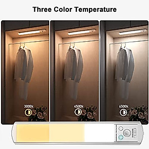 66-LED Under Cabinet Lights Motion Sensor - 3 Color Temperature Yellow/White Dimmable Wireless Closet Lighting w/ Rechargeable 1000mAh Battery, Indoor Night Lights for Kitchen Drawer Cupboard - 2Pack
