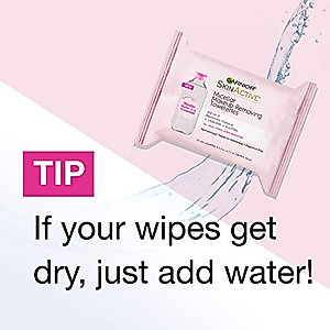 Garnier Micellar Facial Cleanser & Makeup Remover Wipes, Gentle for All Skin Types (25 Wipes), 2 Count (Packaging May Vary)