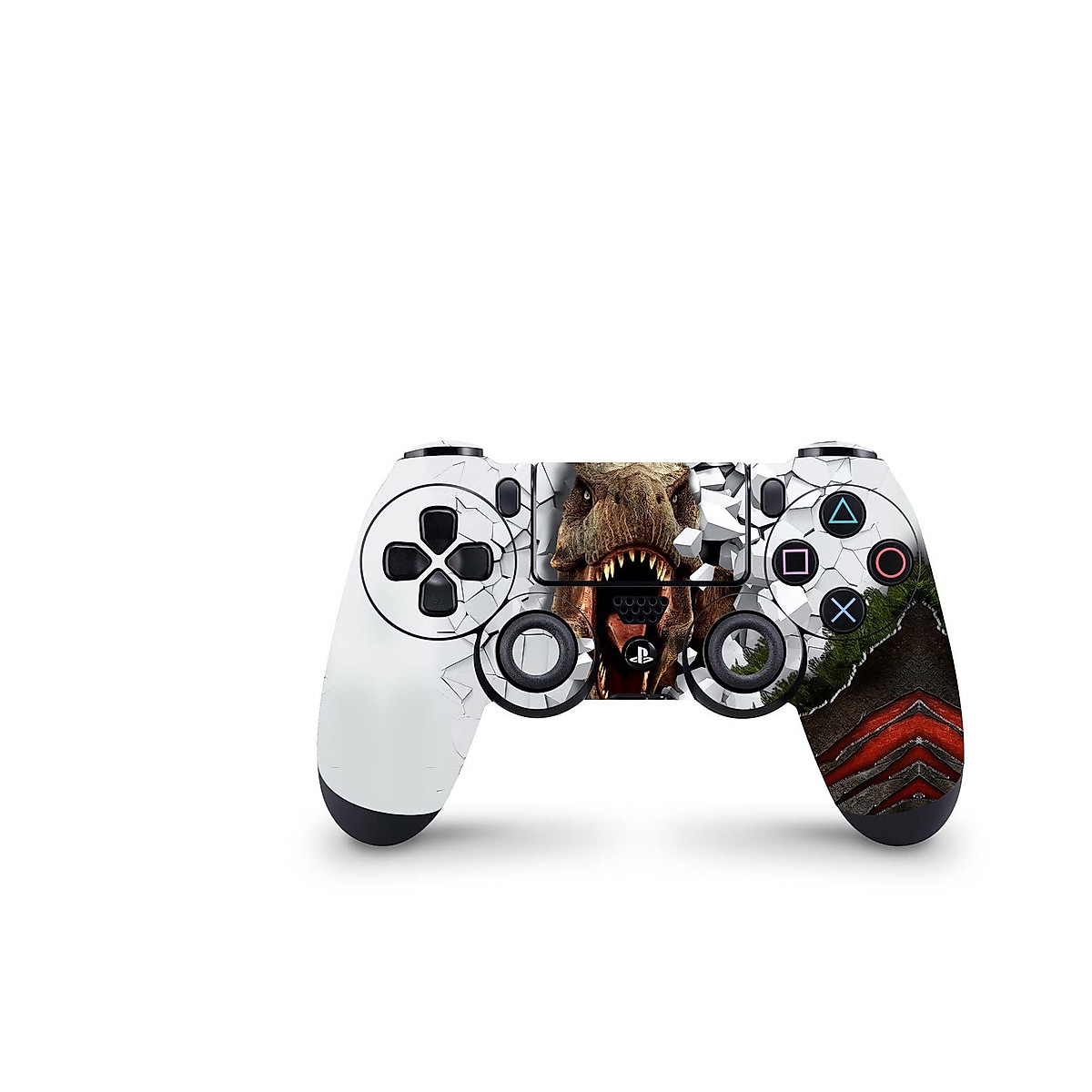 ZOOMHITSKINS Compatible with PS4 Controller Skin, T-Rex Dinosaur White Prehistoric Animal Reptile, Durable, Vinyl, Made in The USA