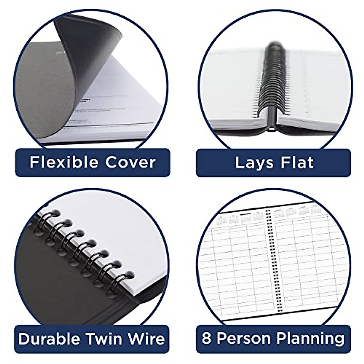 AT-A-GLANCE 2023 Daily Eight Person Appointment Book, Quarter-Hourly, 8-1/2" x 11", Large, Black, 2 Volume Set (7021271)