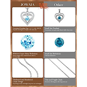 Jowaia Birthstone Necklace for Women Trendy, 925 Sterling Silver Forever Love Heart Necklace Choker, 18K White Gold Plated Simple Shiny Birthstone Jewelry Gift Necklaces for Wife Mom Girlfriend,