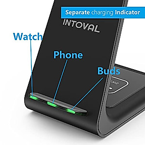 Intoval Wireless Charger,Wireless Charging Station for Samsung Galaxy Phone/Watch/Buds,Fit for Note 20/Note 10/S21/S20,Galaxy Watch 4/3,Active 2/1,Galaxy Buds/Pro/+/Live(S3,Black)