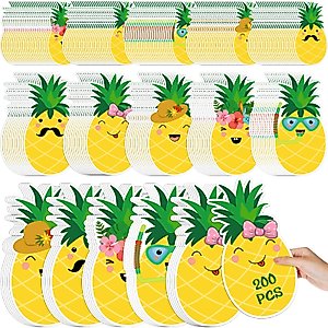 Yexiya 200 Pcs Pineapples Cutout Tropical Punch Paper Cut Outs Yellow Pineapples Shaped Paper Cut Outs Decoration for Preschool Classroom Bulletin Boards Walls Desks Window Door Party