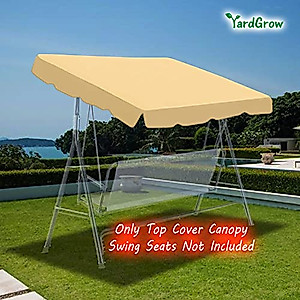 YardGrow 65''x45'' Patio Swing Canopy Replacement Cover Swing Replacement Canopy Top Cover Garden Outdoor Patio, Canopy ONLY (Beige)
