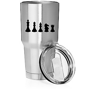 Smooth Body Tumbler Stainless Steel Vacuum Insulated Travel Mug Cup Gift Chess Pieces (30 oz, Stainless Steel)