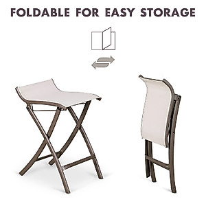 Aoodor Outdoor 2-Piece Bar High Patio Folding Chairs - All-Weather, Comfortable Design