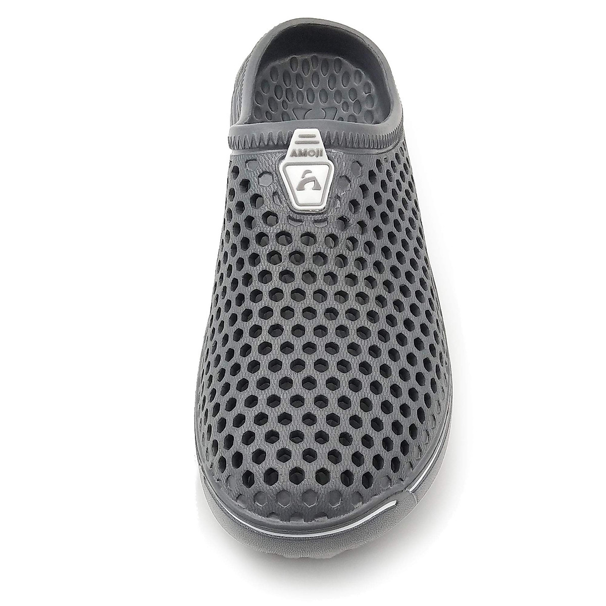 Amoji Garden Clogs Garden Shoes Shower Slippers Sandals Yard Gardening Beach Water Plastic Rubber Comfortable House Indoor Summer Adult Female Male AM161 Grey Size 12 Women/10 Men