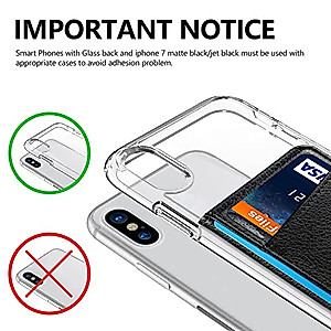 TopFunny Wallet Stick on Phone Case, Credit Card Holder for Back of Phone Cases Flip Leather Wallet Sleeve Pouch Compatible with iPhone, Samsung Galaxy Android Most Smartphones Black
