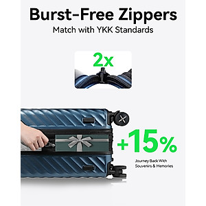 LUGGEX 28 Inch Luggage with Spinner Wheels - 90L Polycarbonate Hardside Expandable Large Suitcase Checked (Champagne, 28 Inch)