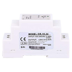 2pcs DR1524 DIN Rail Single Output Switch Power Supply 15W 24V for Control Cabinet