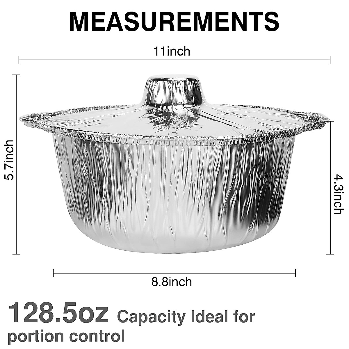EYE4TECHS Aluminum Pot With Lids 4 Quart 2pcs - 3.8 Liter Disposable Heat Locking Cooking Containers - Freezer Air Fryer and Oven Safe - Recyclable Pot for Camping Vacation Trips (Kosher Certified)
