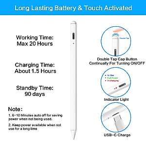 Stylus Pen for Apple iPad Pencil - Pen for iPad 10th 9th 8th 7th 6th Gen Palm Rejection for Apple Pencil 2nd Generation Compatible 2018-2022 iPad Mini 6th 5th Air 5th 4th 3rd iPad Pro 11-12.9 Inch