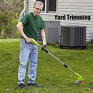 Cordless Lawn Trimmer Weed Wacker - GardenJoy 12V Grass Trimmer Lawn Edger with 2.0Ah Li-Ion Battery Powered and Cutting Blade, Electric Weed Trimmer Tool for Garden and Yard