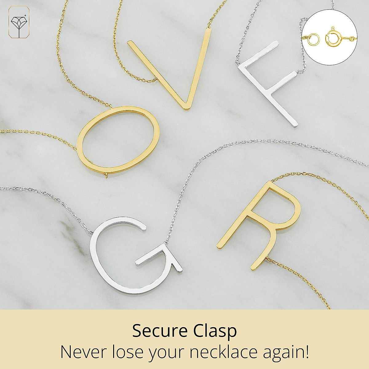 MAX + STONE Block 10k Yellow Gold Letter Necklace for Women | Personalized Gold Initial Necklace for Women | Real Gold Pendant Necklace with Initial Letter A on an 16-18 inch Cable Chain