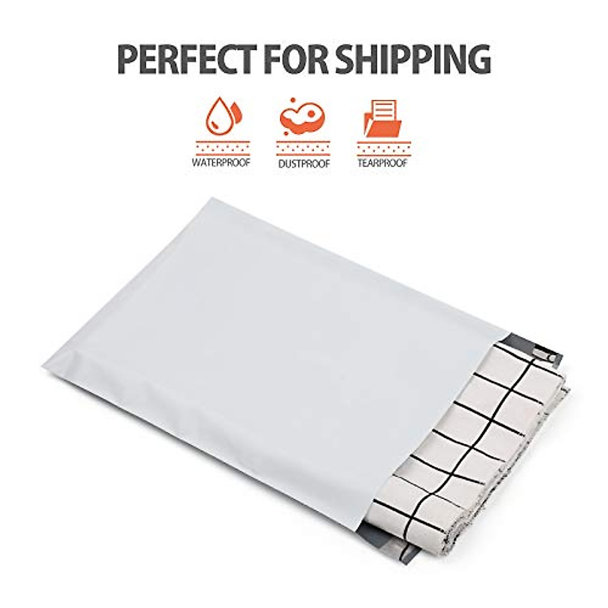 100 Pack Poly Mailers 12x15.5, White Self-Seal Shipping Bags, 2.5 Mil Thick Durable Mailing Envelopes, Packing Bags for Small Business