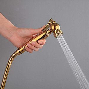 MINJING Bidet Faucet, Brushed Gun Grey Handheld Toilet Bidet Sprayer, Solid Brass Single Handle Valve Electroplated Shower Shattaf Douche Kit,B Set