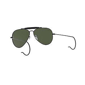 Ray-Ban RB3030 Outdoorsman I Aviator Sunglasses, Black/G-15 Green, 58 mm
